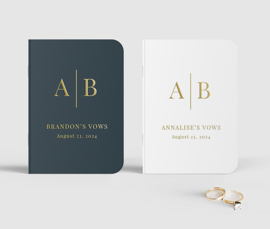 MODERN INITIALS | Monogram Vow Books, Set of 2, Vow Booklets, Vow Books ...