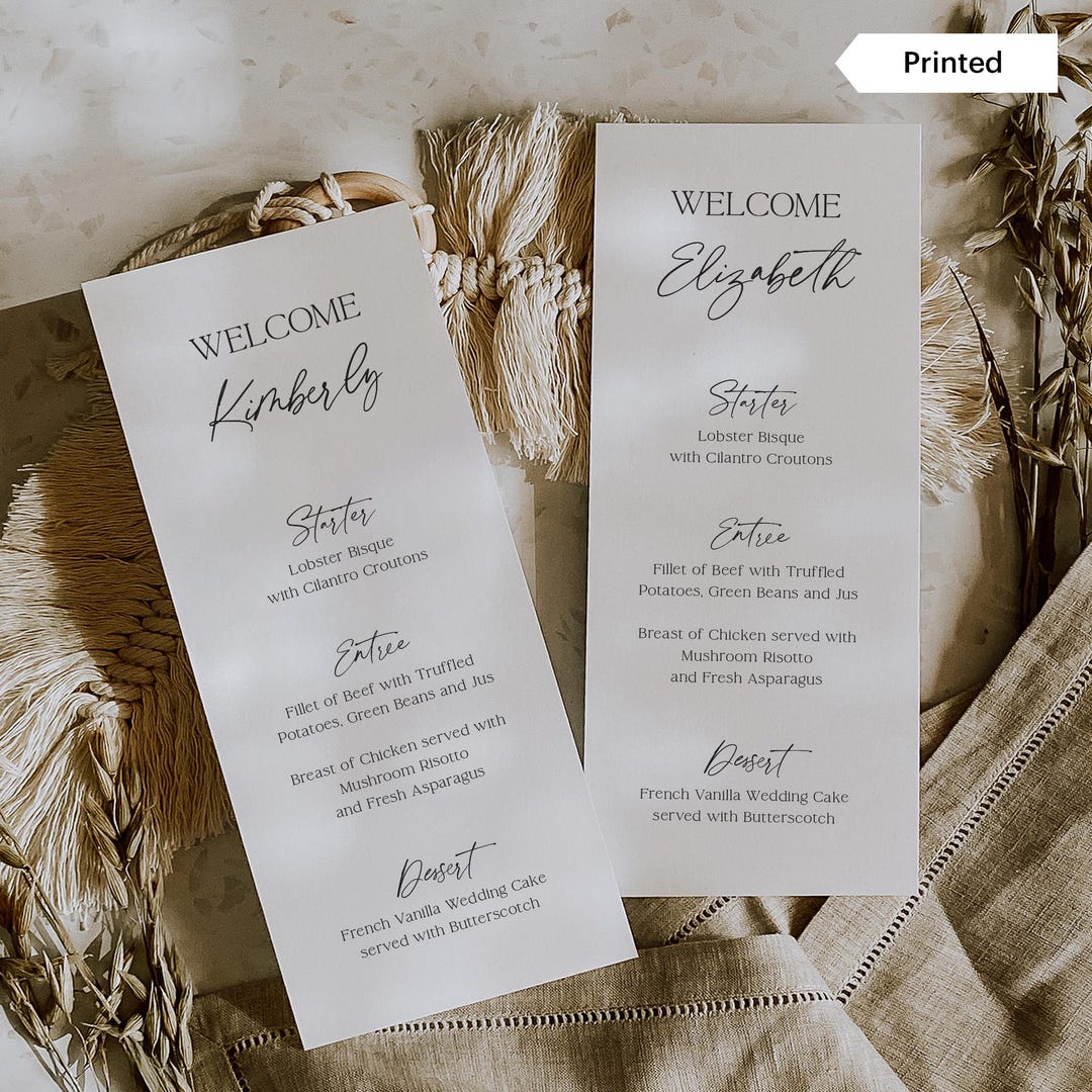 MODERN LUXE | Printed Guest Name Wedding Menu, Print and Ship Menu ...