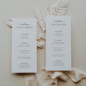 CLASSIC MINIMALIST | Printed Guest Name Wedding Menu, Print and Ship ...