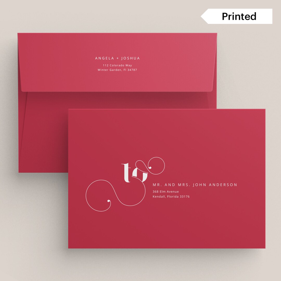 AMORE | Cherry Red White Ink Printed Envelopes, Luxury White Text ...