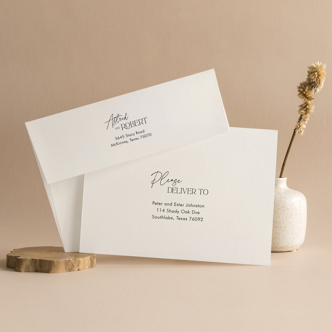 MODERN LUXE Envelopes, Minimalist Wedding Envelope Addressing, Print ...