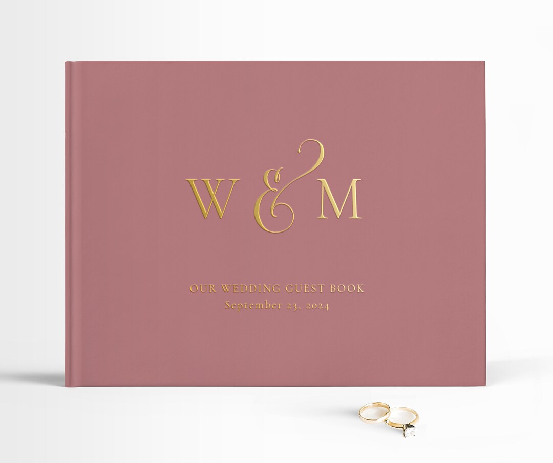 Elegant Monogram Wedding Guest Book, Initials Guestbook, Minimalist ...