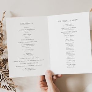 Classic Minimalist Ceremony Program, Printed Folded Program, Order of ...
