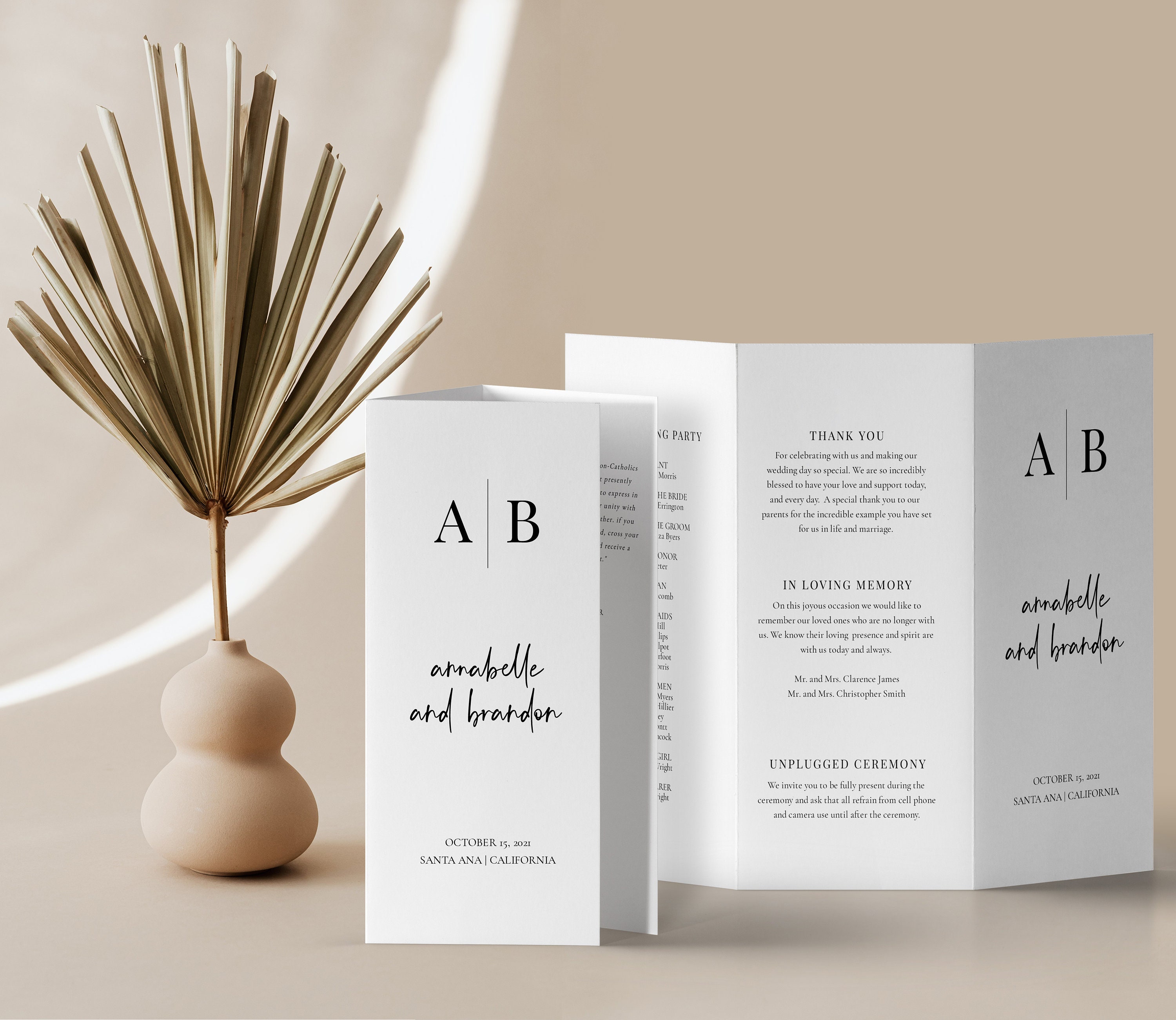 Printed Trifold Wedding Program Tri Fold Folded Wedding - Etsy