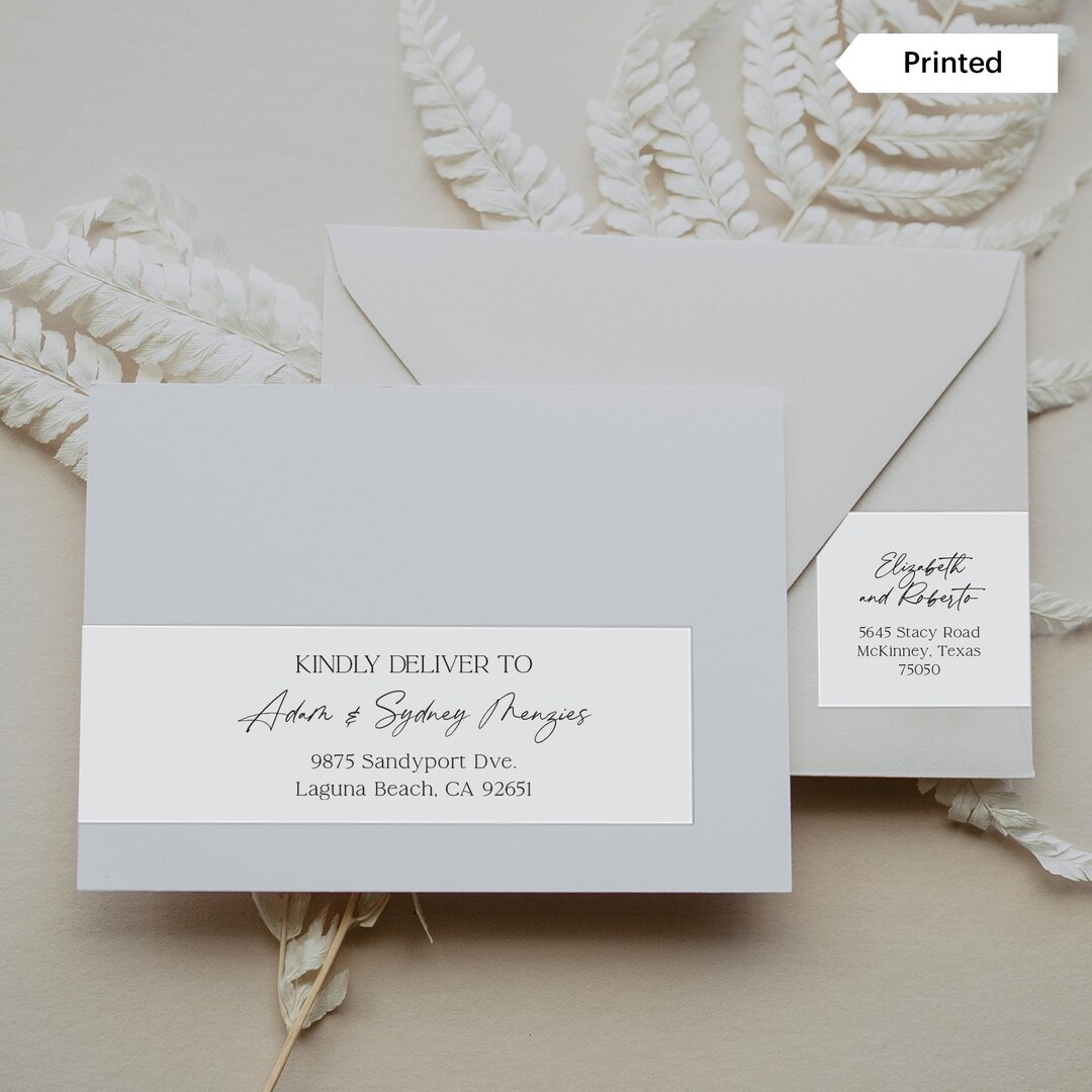 MODERN LUXE | Printed Wraparound Address Labels, Print & Ship Wedding ...