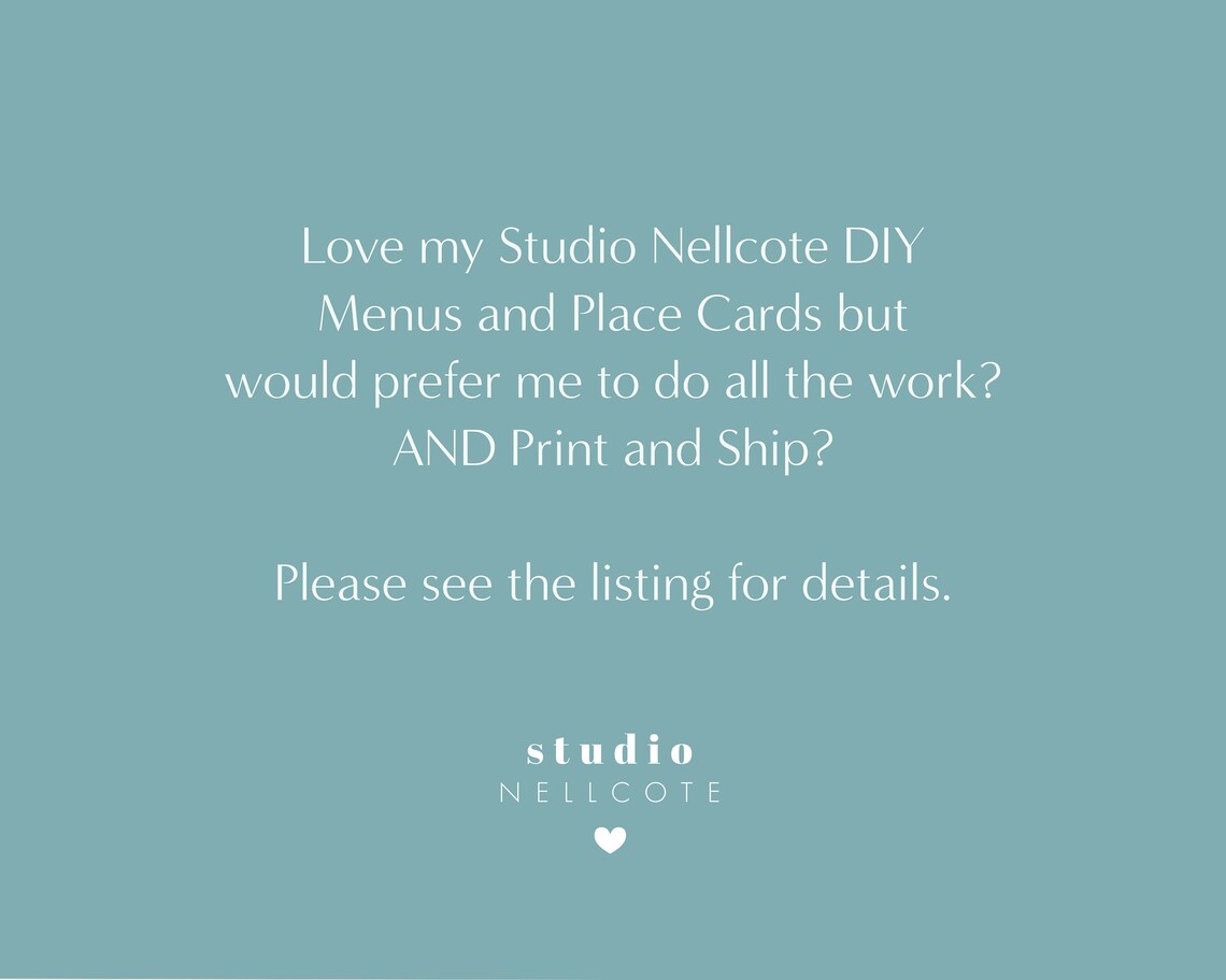 Printed Menu With Place Card, Print and Ship Place Tag Menu, Menu and ...