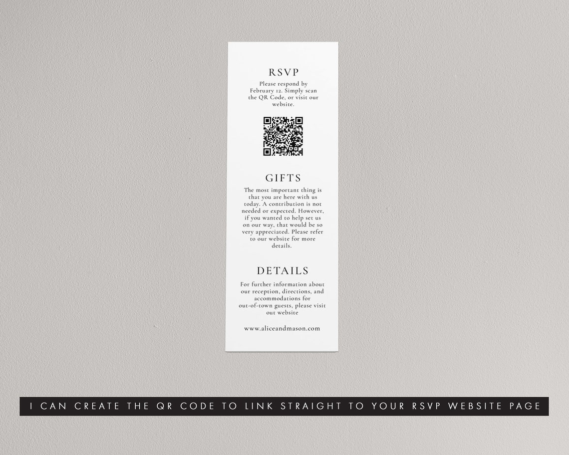 CLASSIC MINIMALIST Photo Booth Style 2.5 X 7 Qr Code Insert - Etsy