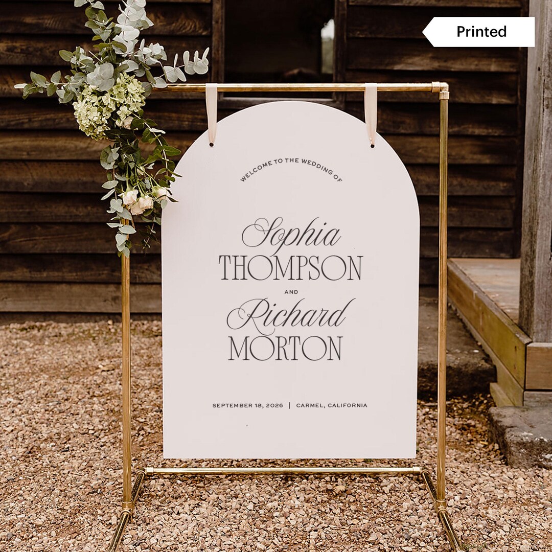 VINTAGE GLAMOUR | Arch Printed Wedding Welcome Sign, Striking Serif ...