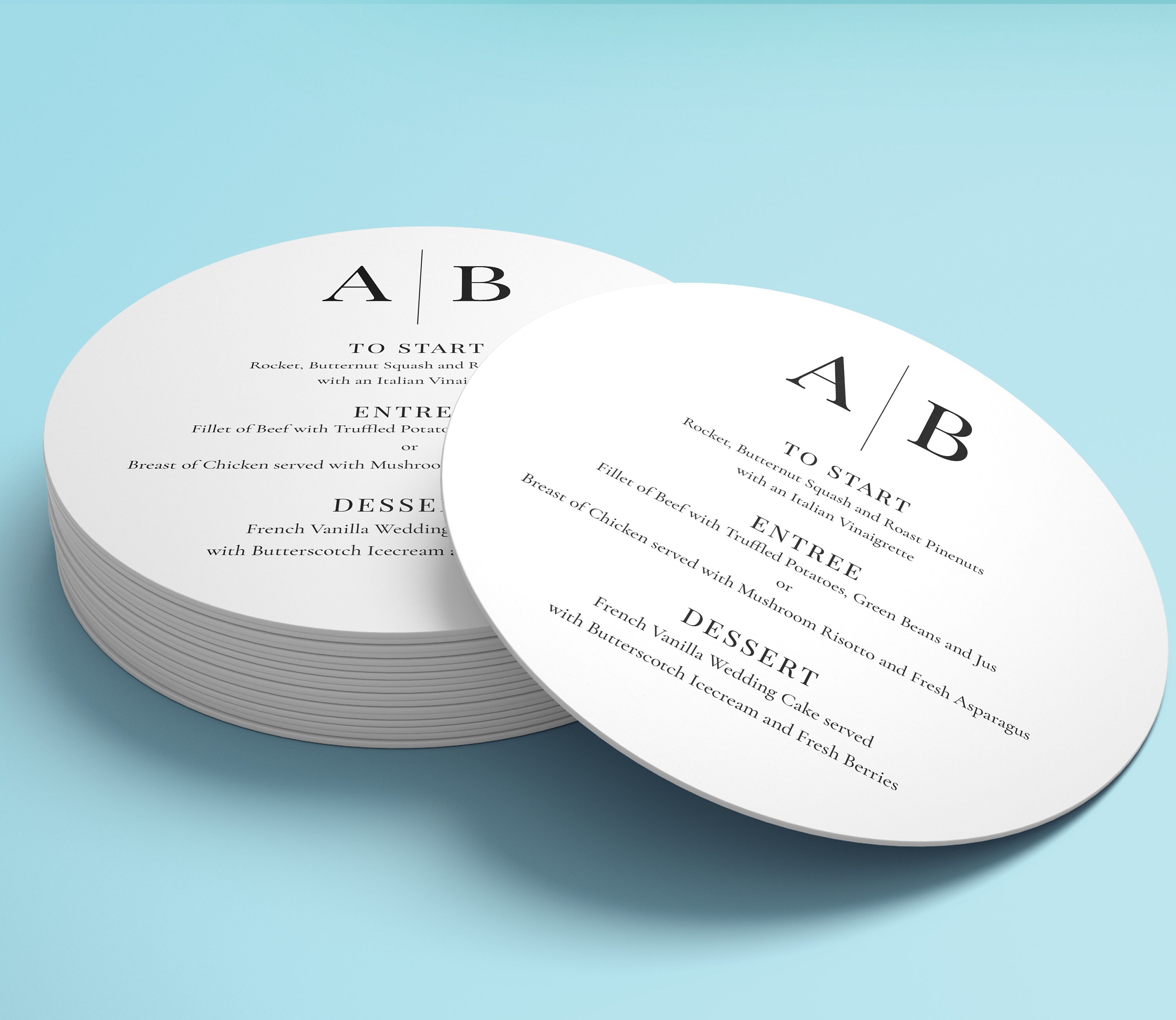 Printed Round Wedding Menu Circular Menu Circle Shaped Menu - Etsy