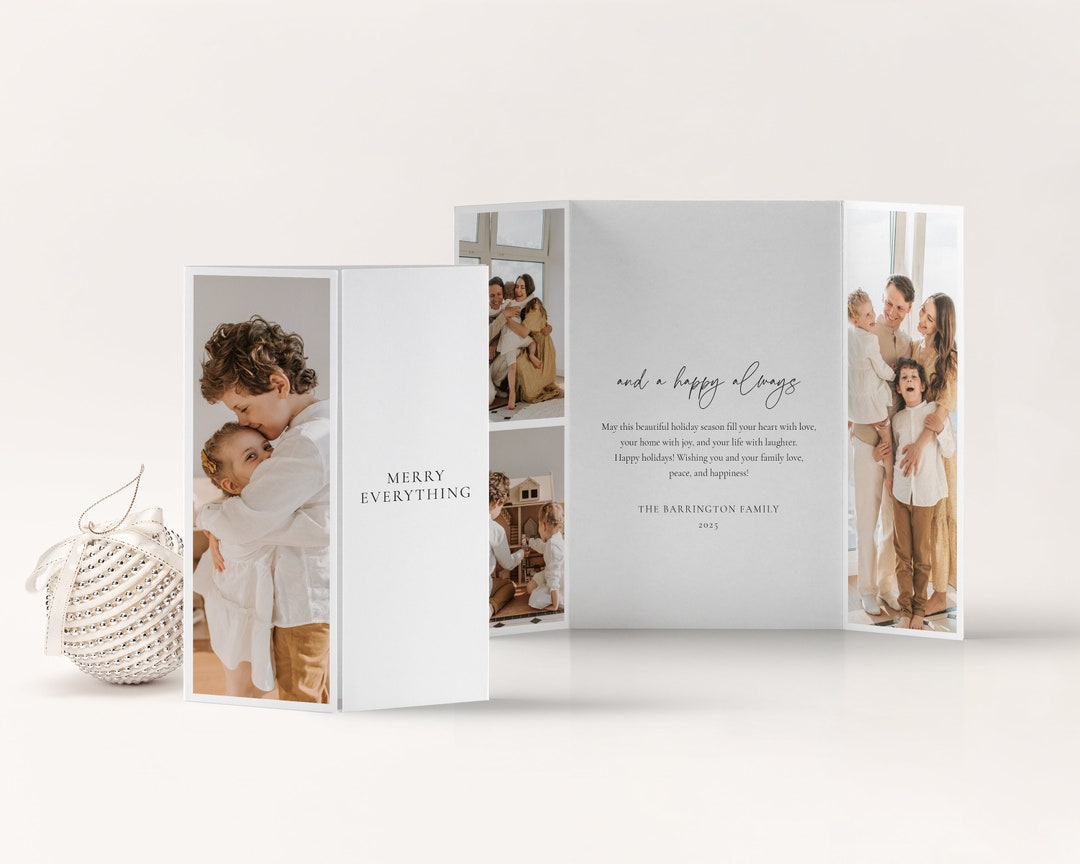 CHRISTMAS GATEFOLD, Printed Gatefold Holiday Card, Merry Everything and ...