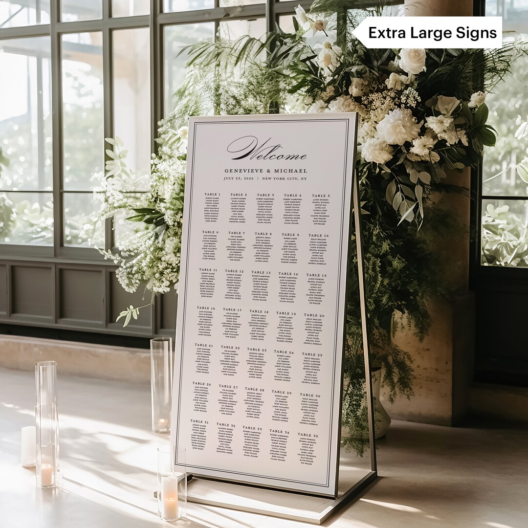 MANHATTEN | Extra Large Printed Seating Chart, Alphabetical or Table ...