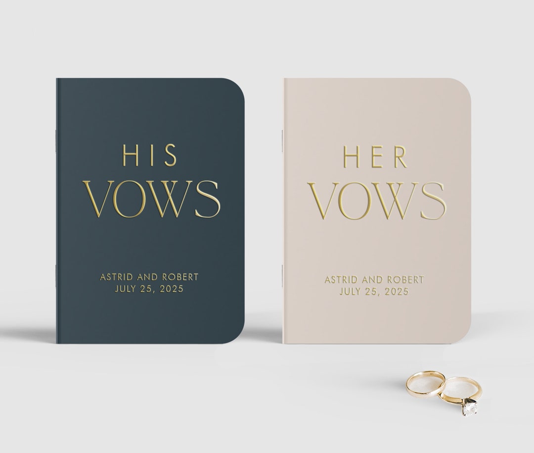 Gold Foil Vow Books, Set of 2, Vow Booklets, Modern Luxe Vow Books ...