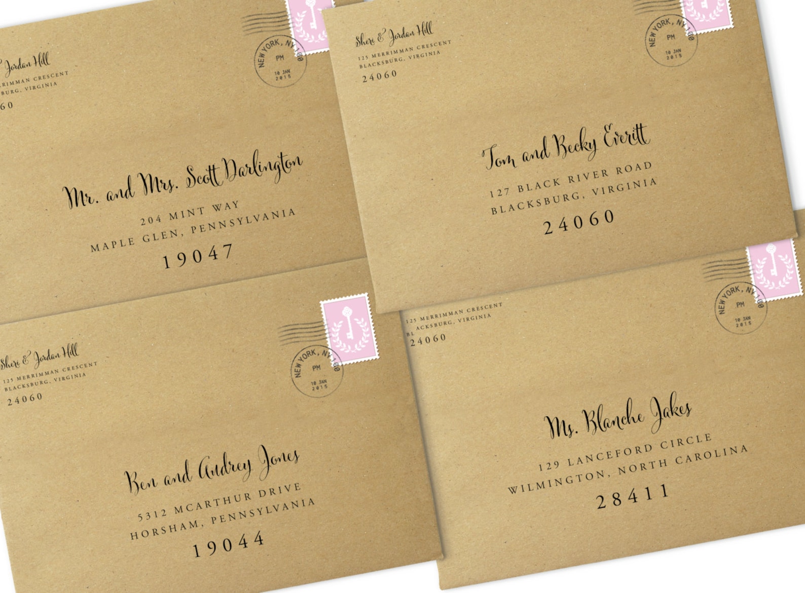 Envelope Recipient and Return Template Wedding Envelope - Etsy