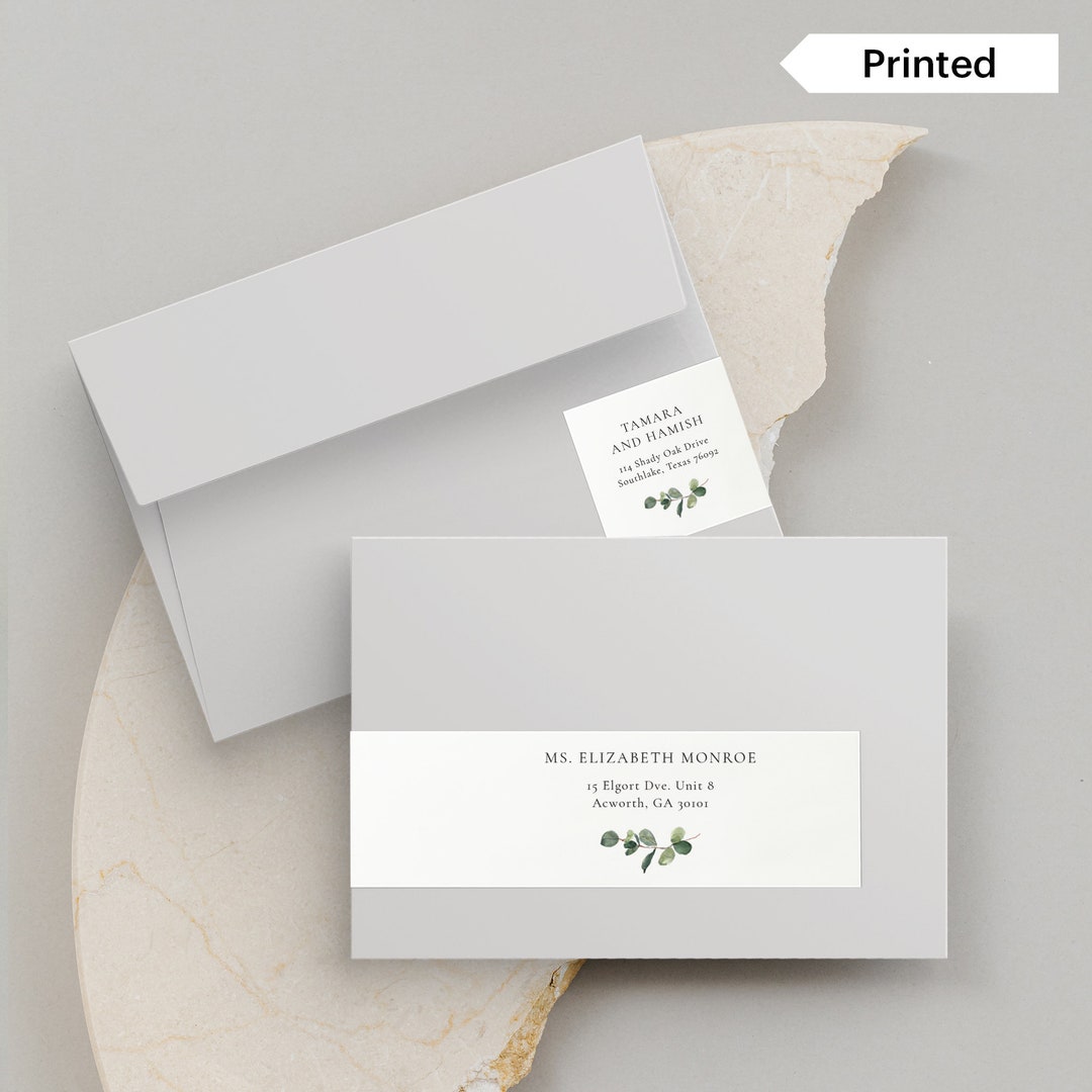 EUCALYPTUS | Printed Wraparound Address Labels, Print & Ship Wedding ...
