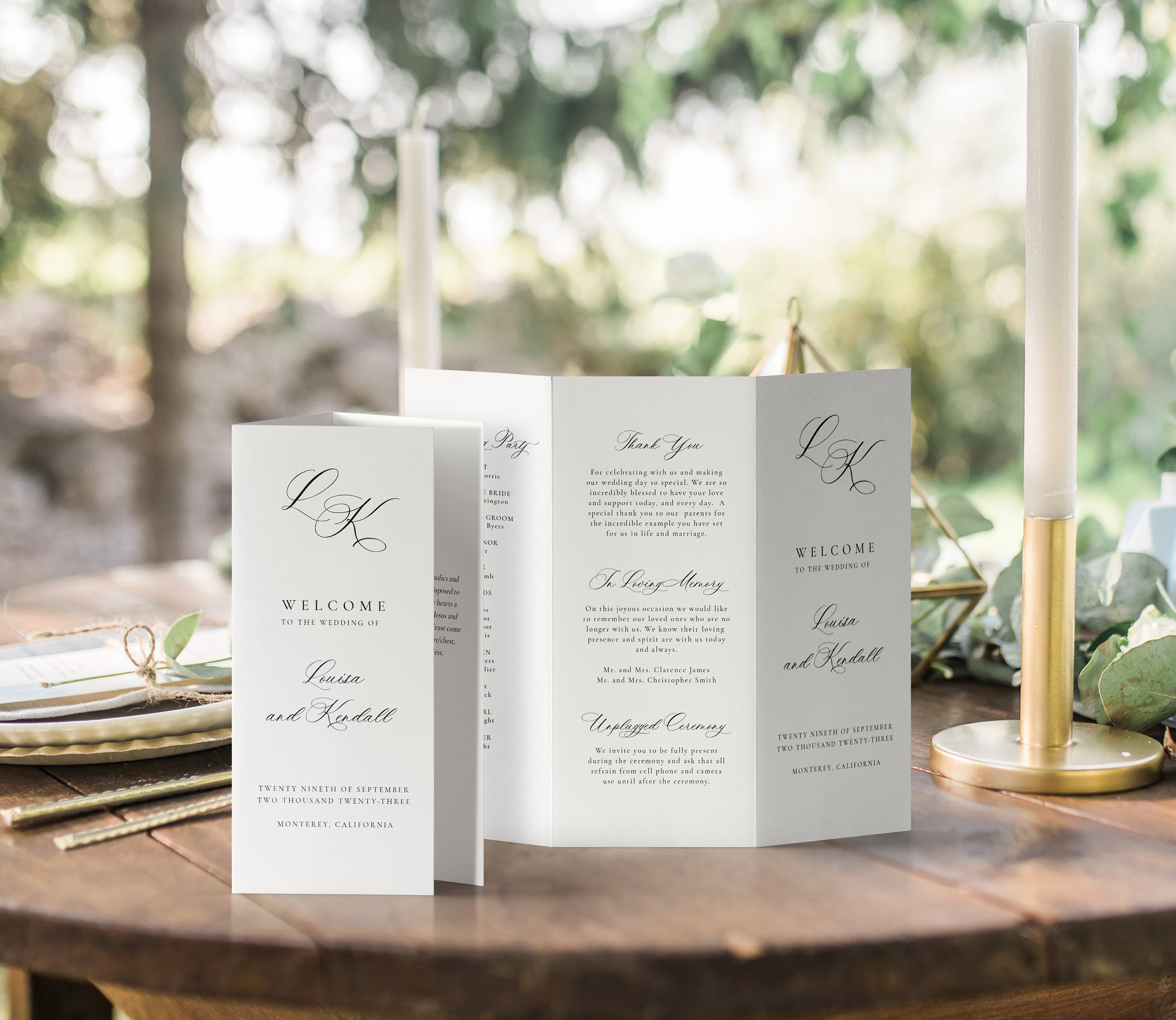 Printed Trifold Wedding Program Tri Fold Folded Wedding - Etsy