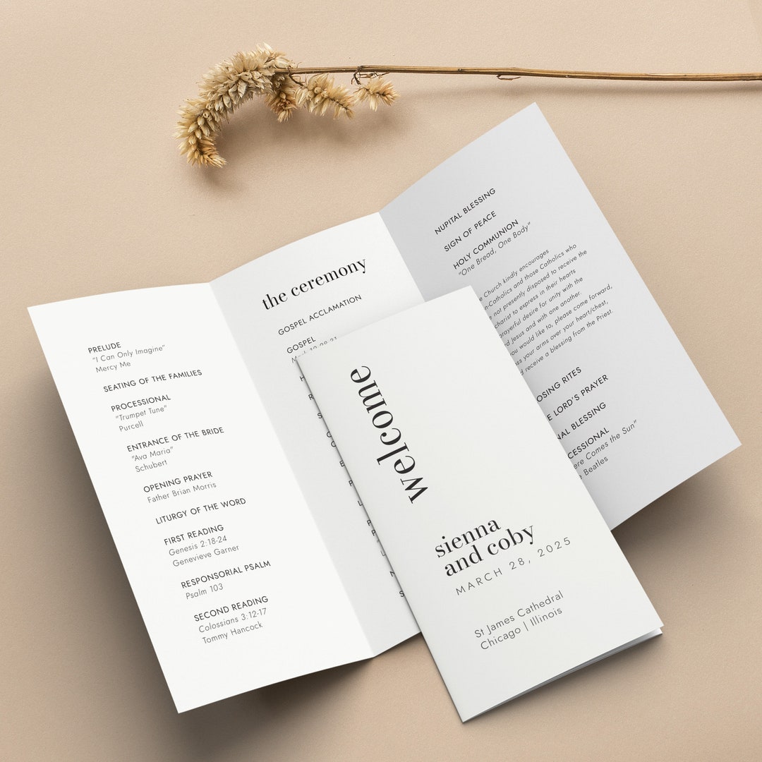 MAD LOVE Printed Bold Modern Tri-fold Wedding Program, Minimalist ...
