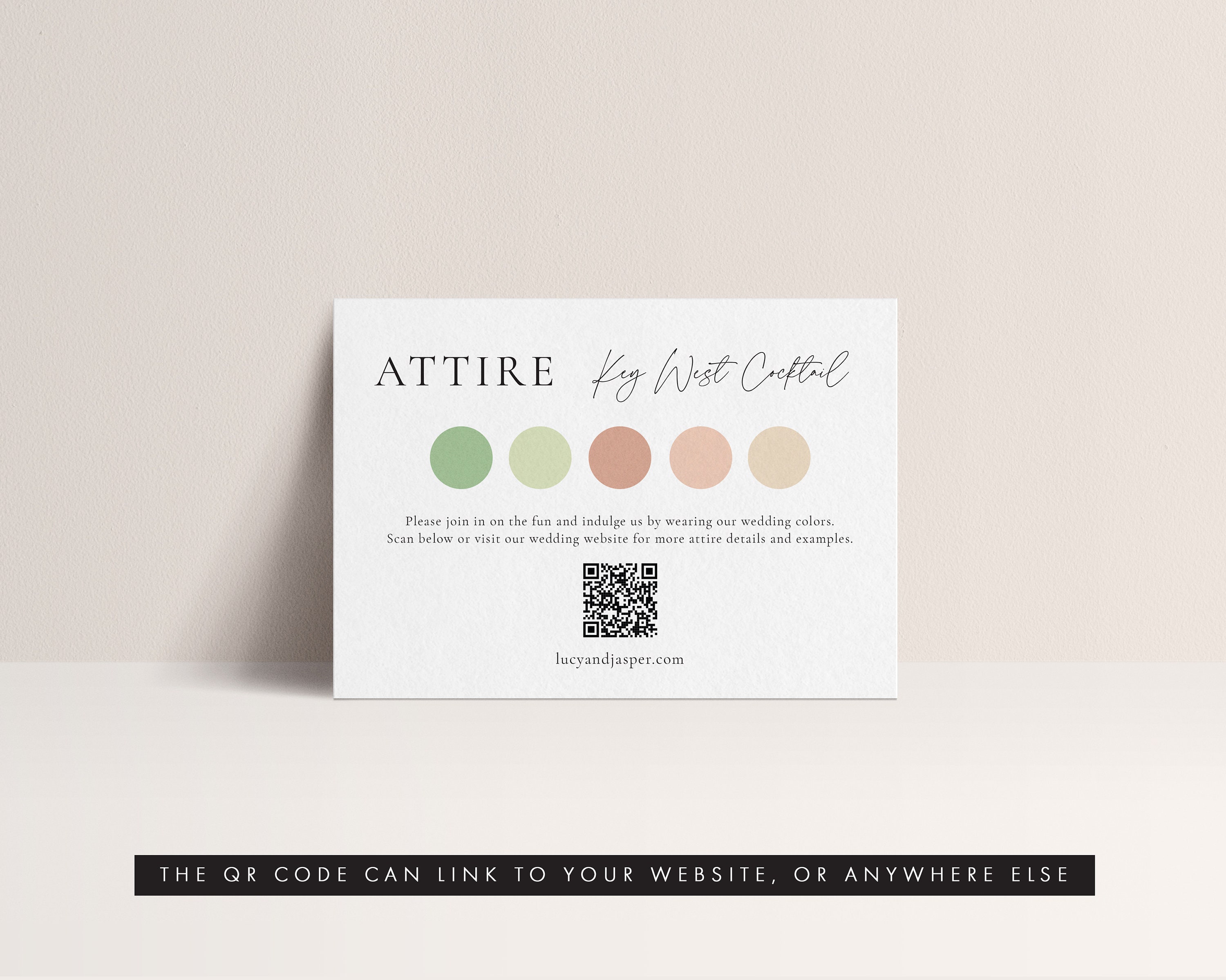 KEY WEST | Printed Dress Code Card, Tropical Attire Insert With QR Code ...