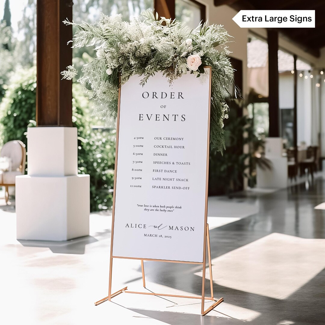 CLASSIC MINIMALIST | Printed Extra Large Order of Events Sign, Foam ...