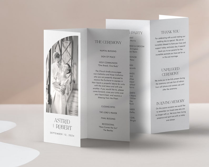 MODERN LUXE Arch Tri Fold Tri-fold Wedding Program Photo - Etsy