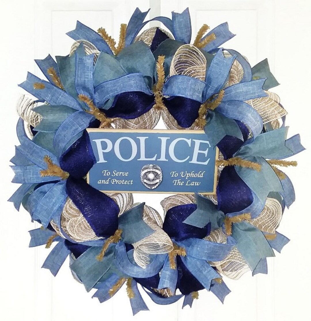 Police Officer Wreath, Police Wreath, LEO Wreath, Burlap Wreath, Law ...