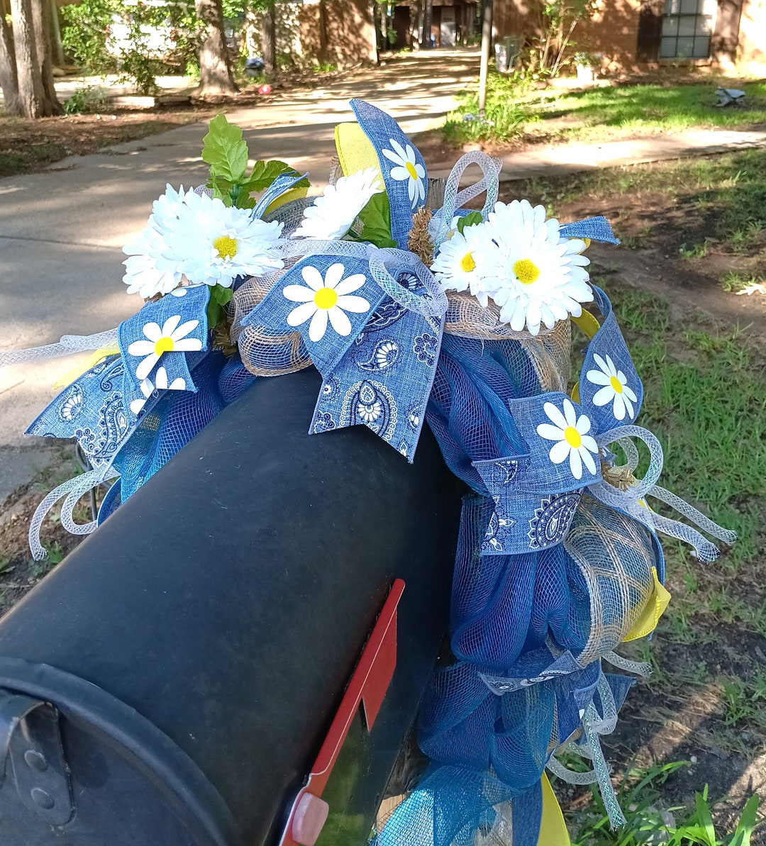 Summer Mailbox Swag, Mailbox Swag, Spring Mailbox Wreath, Mailbox ...