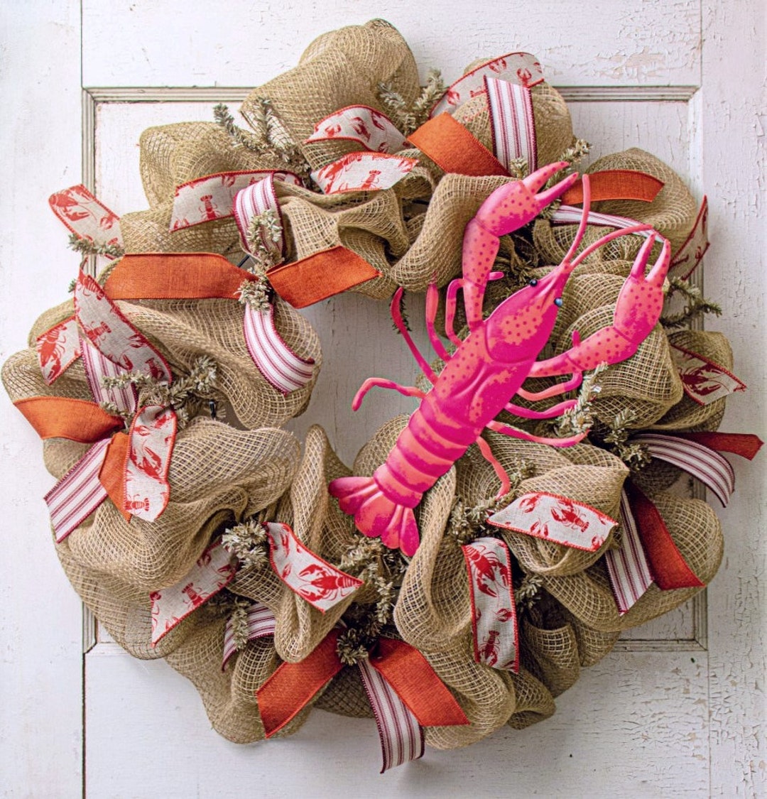 Crawfish Wreath, Crawfish Boil Decoration, Lobster Wreath, Maine Wreath ...