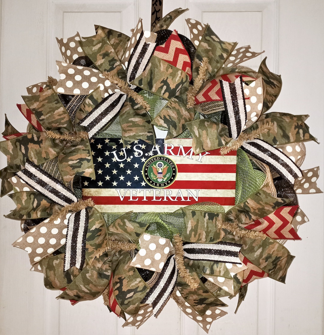 Army Veteran Wreath, Military Wreath, Army Door Hanger, Army Decoration ...