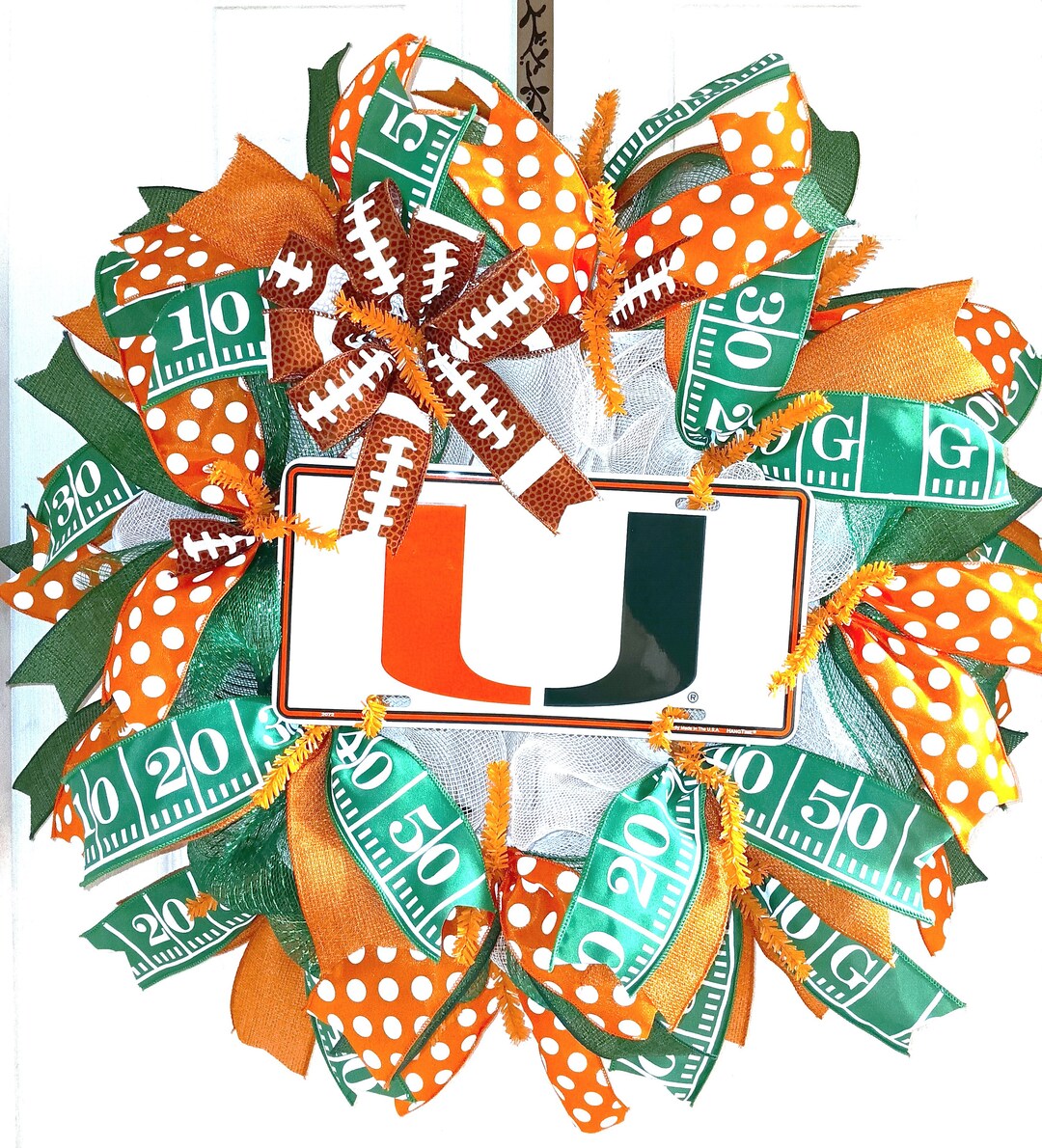 Miami Hurricanes Wreath, Miami Football Wreath, Hurricanes Door Wreath ...