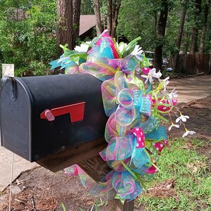 Summer Mesh Mailbox Swag, Bright Mesh Swag for Mailbox, Mailbox ...