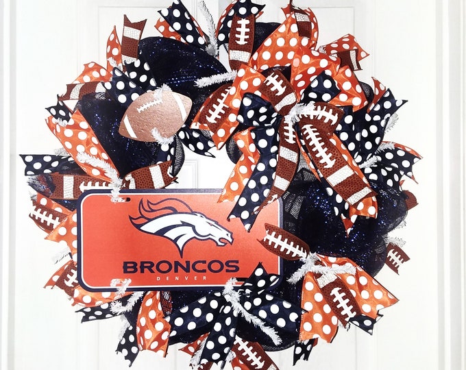 Broncos 1 Denver Wreath, Denver Wreath, Broncos Gift, Broncos Door ...