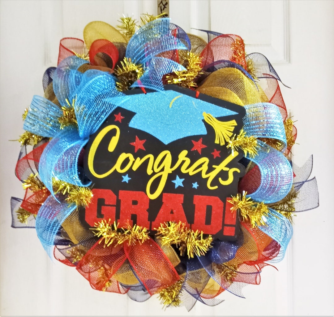 Graduation 2024 Wreath, Graduate Gift, Graduation Deco Mesh Wreath ...