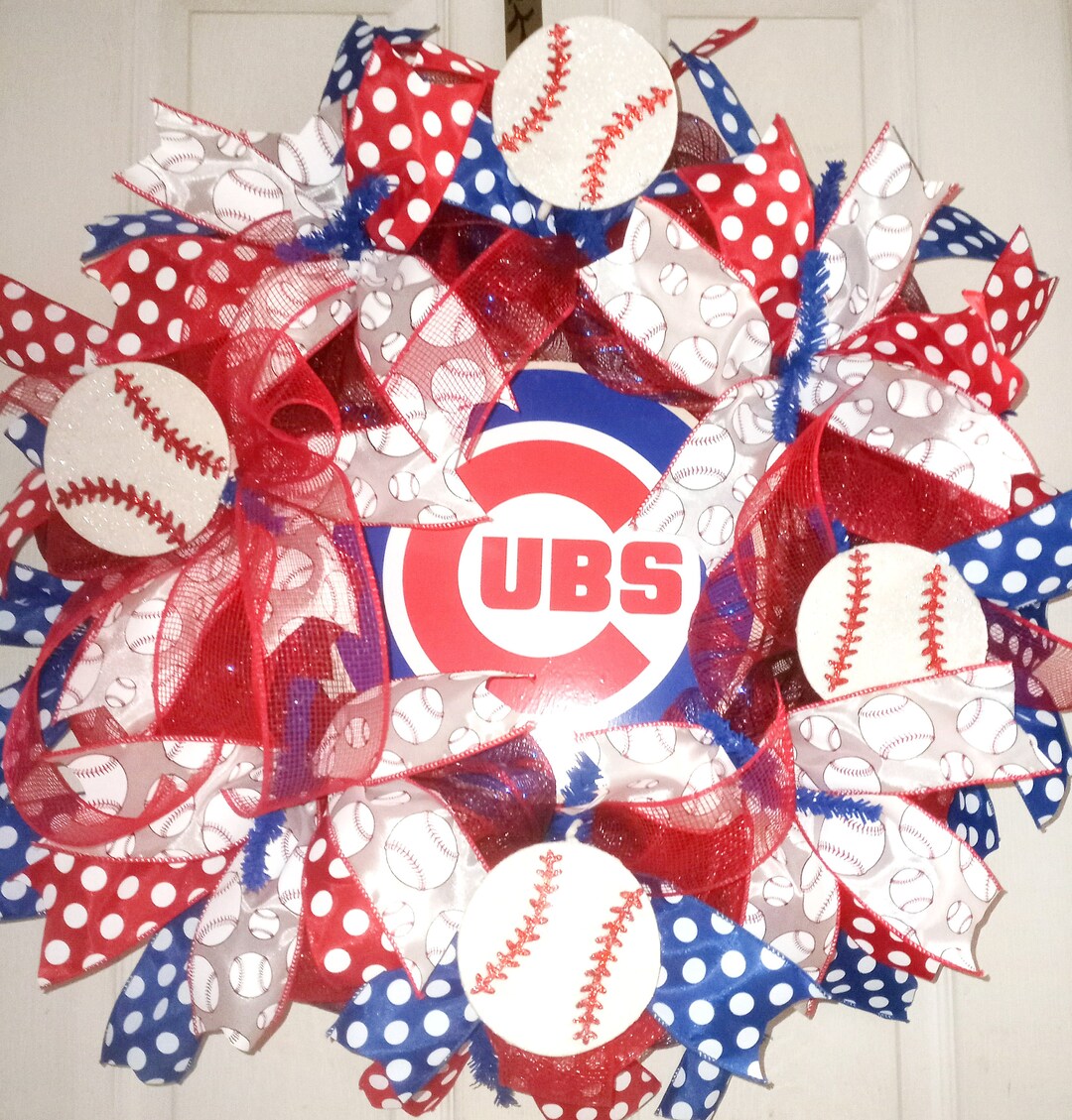 Chicago Cubs Wreath, Chicago Cubs Door Hanger, Chicago Cubs Decor ...