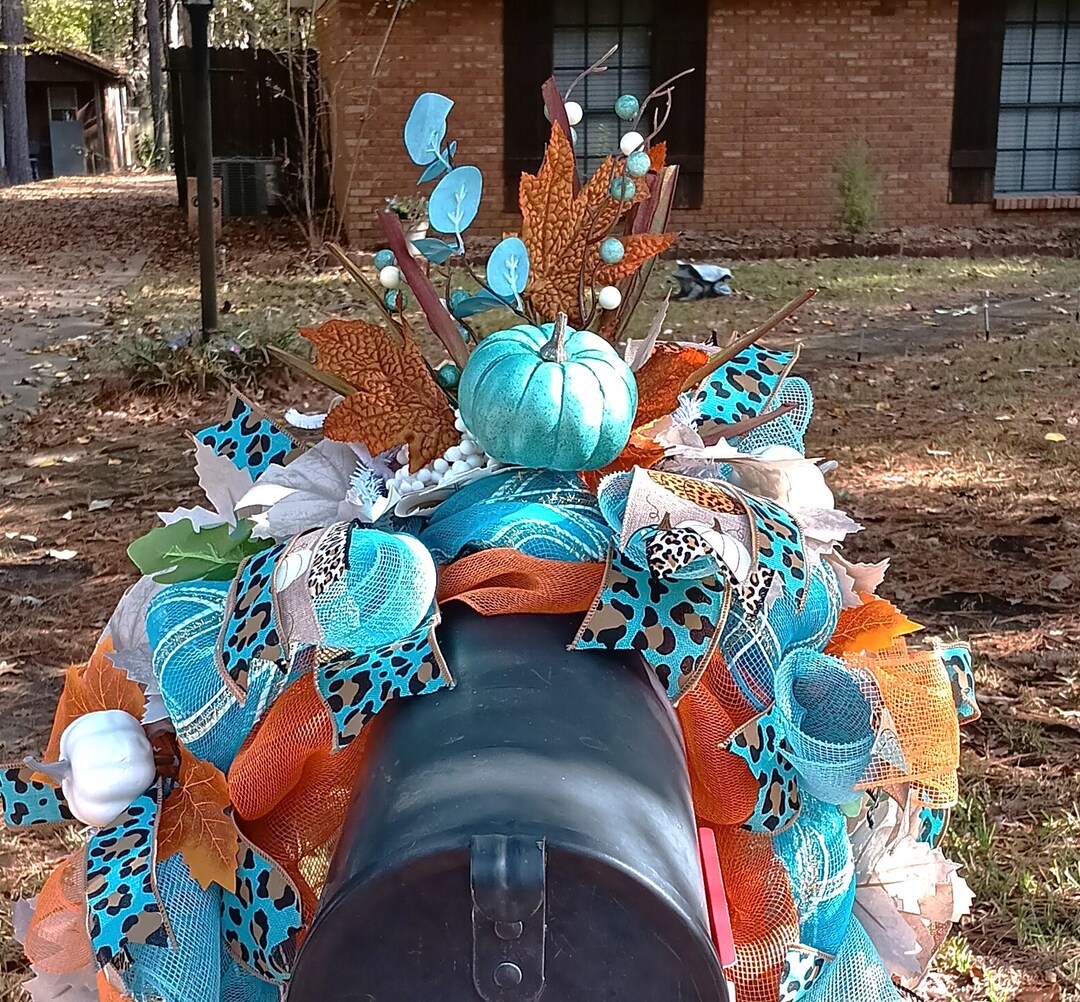 Leopard Fall Mailbox Swag, Pumpkin Mailbox Decor, Mailbox Swag, Fall ...
