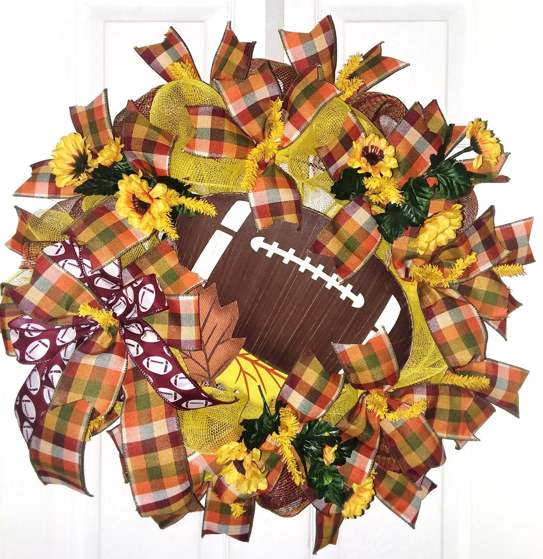 Football Wreath, Fall Wreath, Fall Football Wreath, Football Door ...