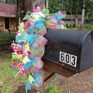 Summer Mesh Mailbox Swag, Bright Mesh Swag for Mailbox, Mailbox ...