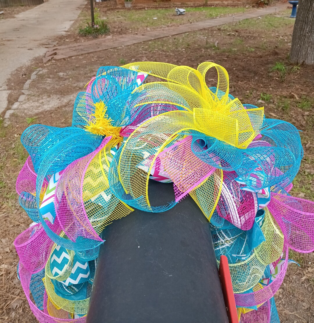 Spring Mailbox Swag, Spring Easter Yard Decor, Bright mesh Mailbox swag ...