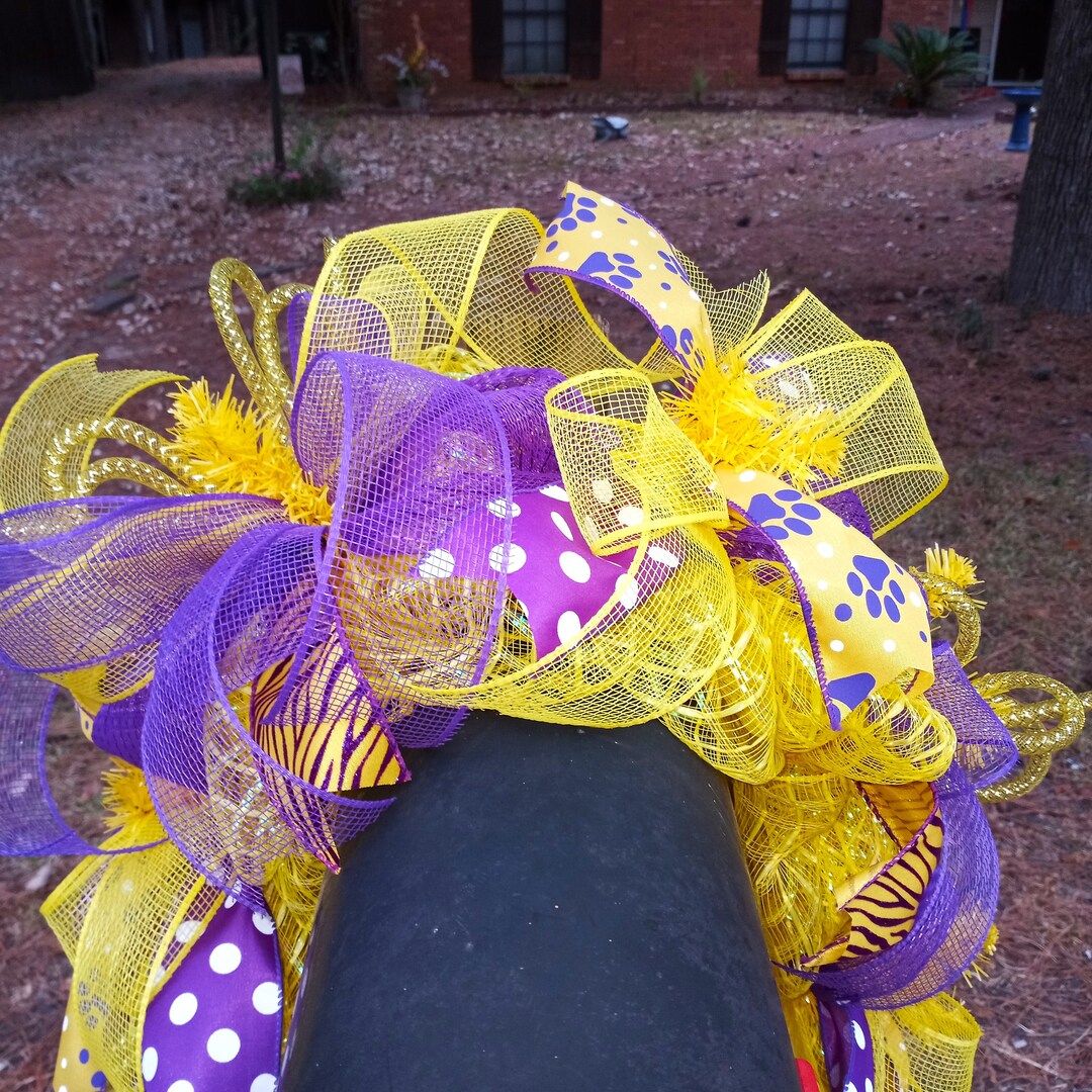 Louisiana Football Mailbox Swag, Purple and Gold Tigers Mailbox Swag ...