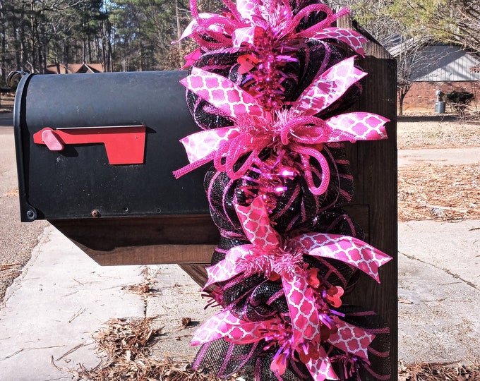 Hot Pink Mailbox Swag, Deco Mesh Swag, Mailbox Decoration, Mesh Swag ...