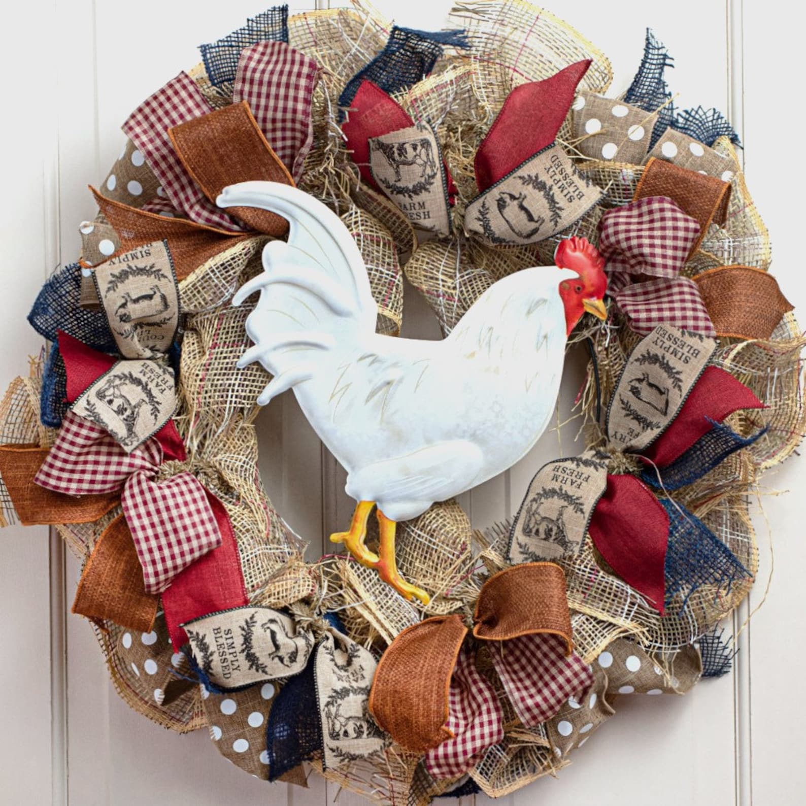 Farm Fall Wreath, Rooster Door Hanger, Fall Rooster Wreath, Chicken ...