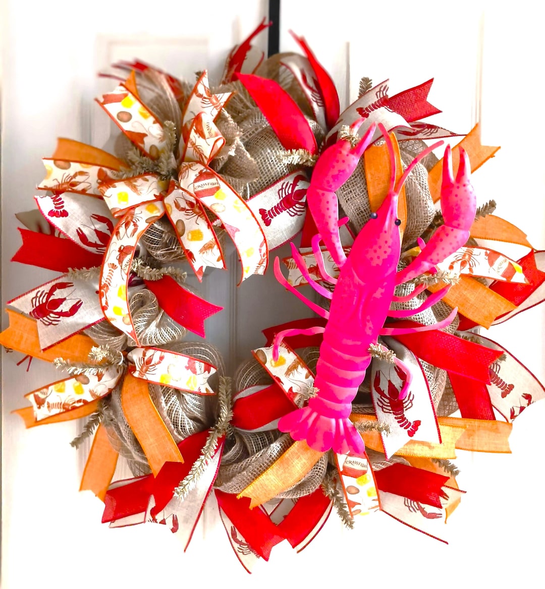 Crawfish Wreath, Crawfish Boil Decoration, Lobster Wreath, Maine Wreath ...
