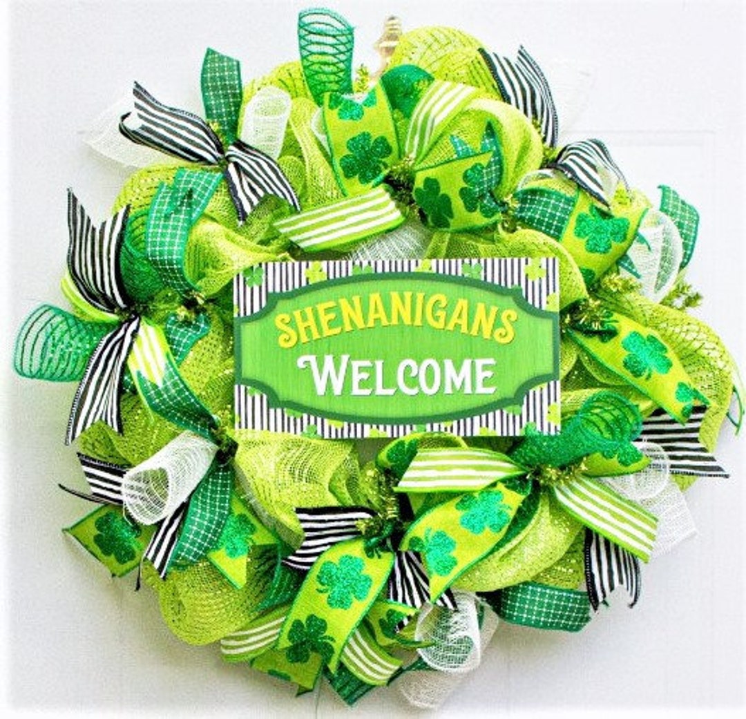 Saint Patrick's Day Wreath, Irish Decor, Irish Gift, Spring Clover ...