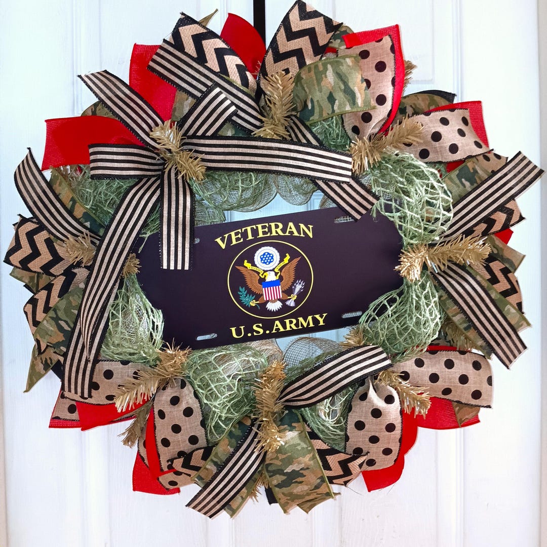 Army Veteran Wreath, Military Wreath, Army Door Hanger, Army Decoration ...