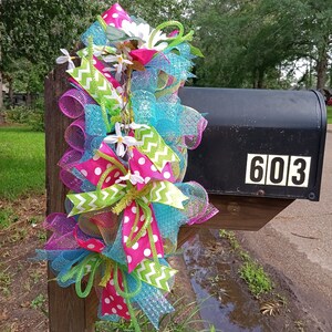 Summer Mesh Mailbox Swag, Bright Mesh Swag for Mailbox, Mailbox ...