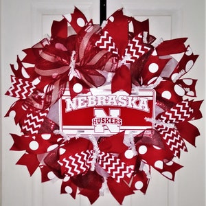 Nebraska Cornhuskers Wreath, Nebraska Door Hanger, Huskers Wreath ...