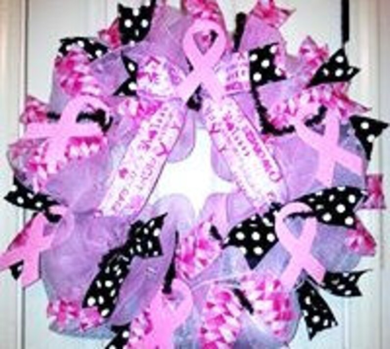 Breast Cancer Awareness wreath Cancer Survivor wreath Faith | Etsy