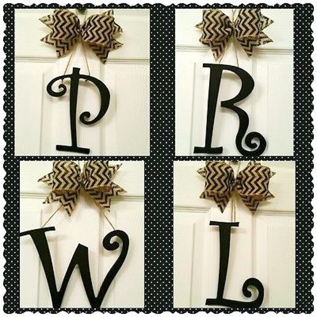 Initial Letter Door Hanger, Wood Letter Door Hanger, Monogram Letter ...