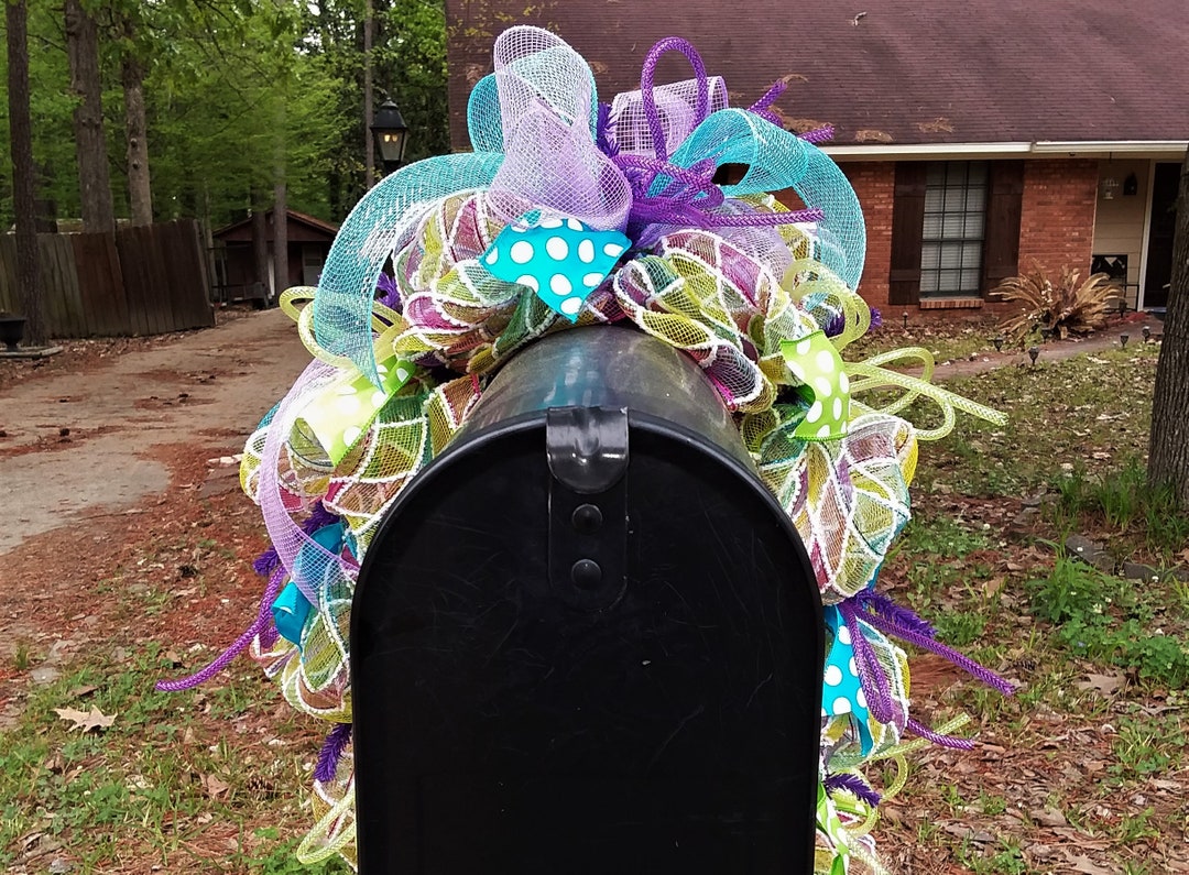 Summer Mesh Mailbox Swag Bright Mesh Swag for Mailbox - Etsy
