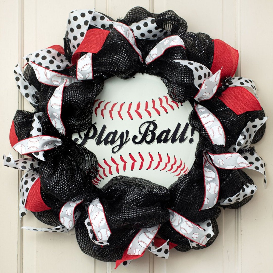 Baseball Wreath, Baseball Door Hanger, Play Ball Wreath, Spring Wreath ...