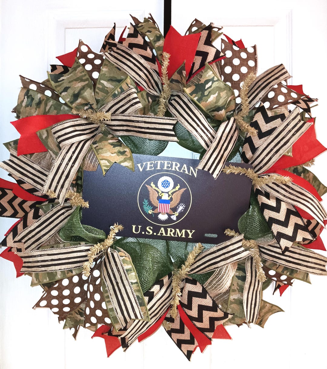 Army Veteran Wreath, Military Wreath, Army Door Hanger, Army Decoration ...