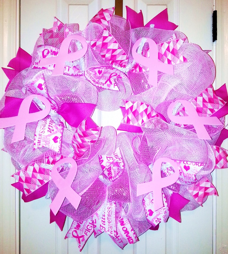 Breast Cancer Awareness Wreath Pink Ribbon Wreath Pink | Etsy